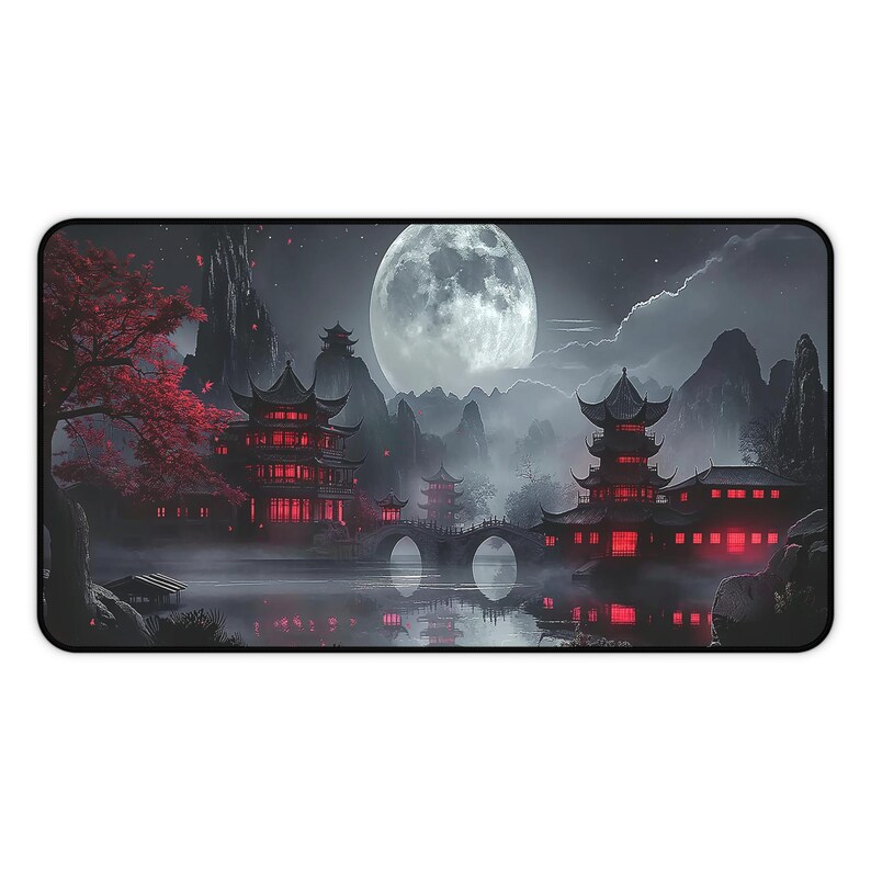 Japanese Dark Fantasy Desk Mat | Anime Landscape Mouse Pad | Gaming ...