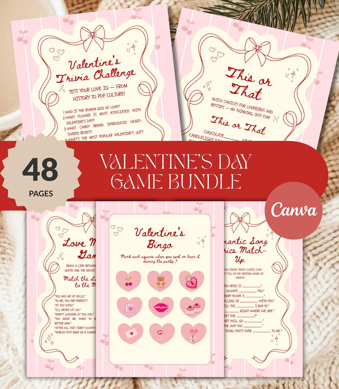 Valentine's Day Games Bundle, Couples Bingo, Trivia and Activities for ...