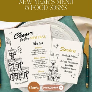 New Year's Eve Dinner Menu Template, Elegant and Cozy Decorations for ...