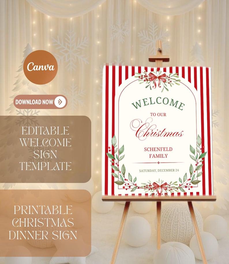 Christmas Party Welcome Sign | Holiday Dinner Printable | Editable ...