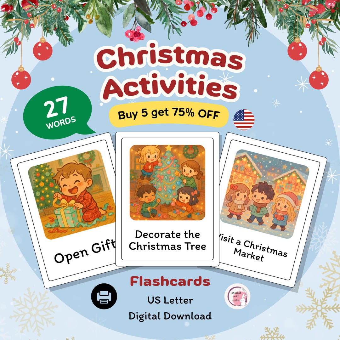 Christmas Activities Flashcards | Holiday Learning (PDF Printable) - Etsy