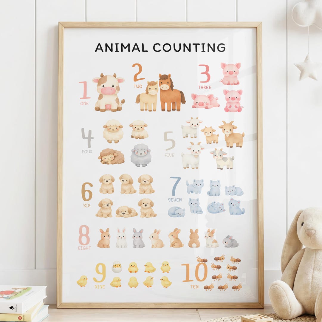 Animal Counting Printable for Kids, Preschool Numbers Chart 1-10 ...