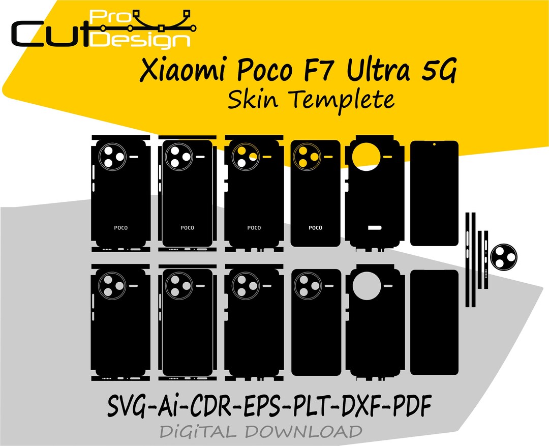 Xiaomi Poco F7 Ultra 5G Skin Template Vector Skin Layout Skin Die Cuts ...