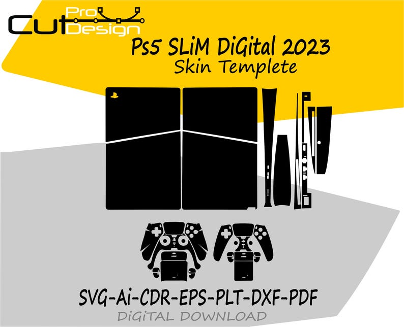 Ps5 Slim Digital 2023 Skin Template Vector Skin Die Cuts Skin Cut File ...