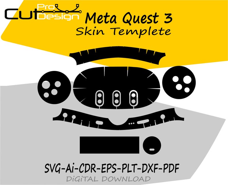 Meta Quest 3 Skin Vector Template File Skin Die Cut Layout Meta Quest 3 ...