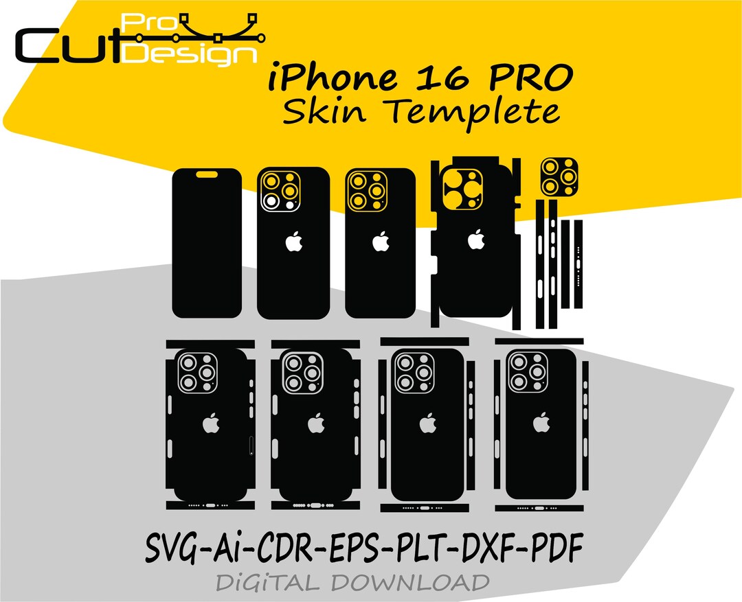 IPhone 16 Pro Skin Template Vector File Skin Die Cut Layout iPhone 16 ...