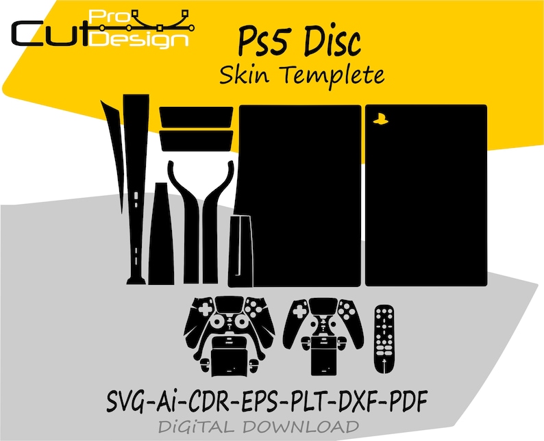 PS5 Disc and Controller Skin Template Vector Skin Layout Skin Die Cuts ...