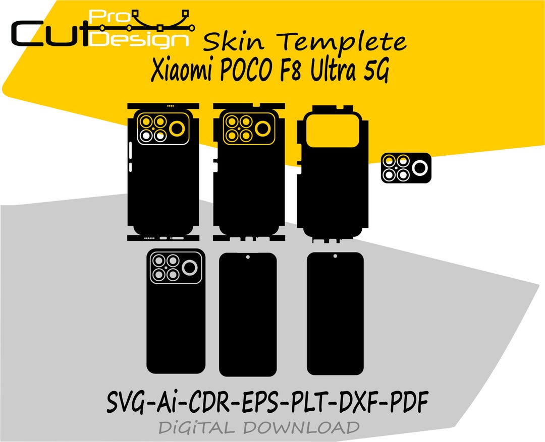 Xiaomi POCO F8 Ultra 5G Skin Template Vector Skin Layout Skin Die Cuts ...