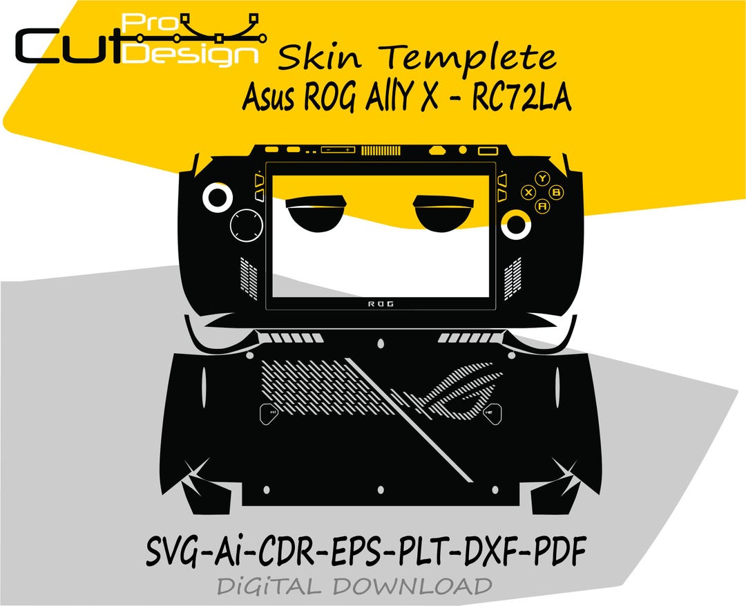 Asus ROG Ally X (RC72LA) Skin Vector Template Skin Layout Skin Die Cuts ...