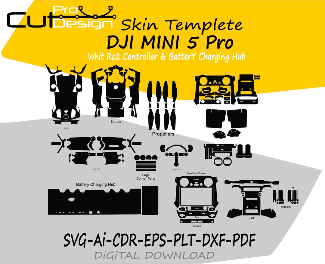 Dji Mini 5 Pro Skin Vector Template Skin Layout Skin Die Cuts - Dji ...