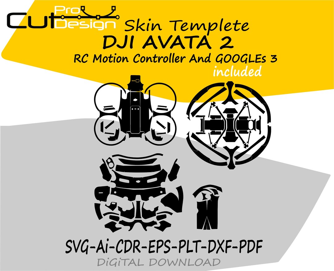 DJI AVATA 2 Skin Vector Template Skin Layout Skin Die Cuts - Djiavata 2 ...
