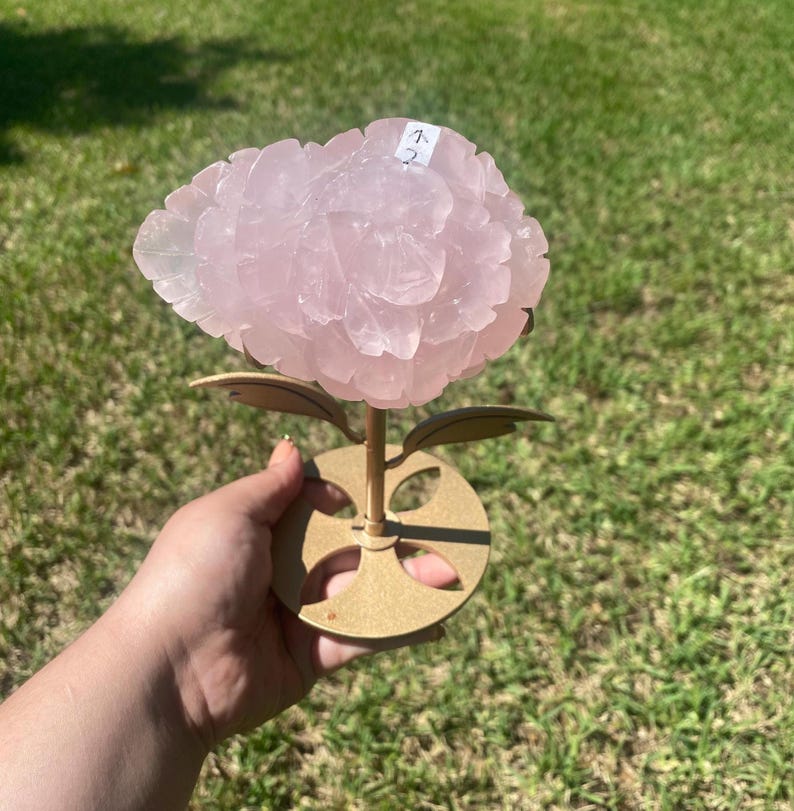 Rose Quartz Rose Carving With Display Stand , Large 440 G Rose ...