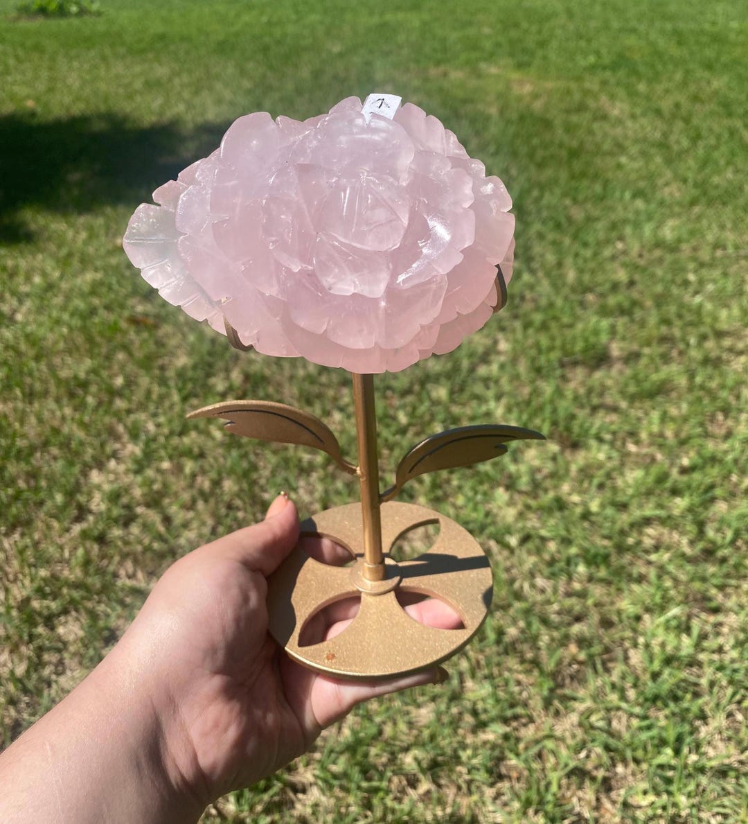 Rose Quartz Rose Carving With Display Stand , Large 440 G Rose ...