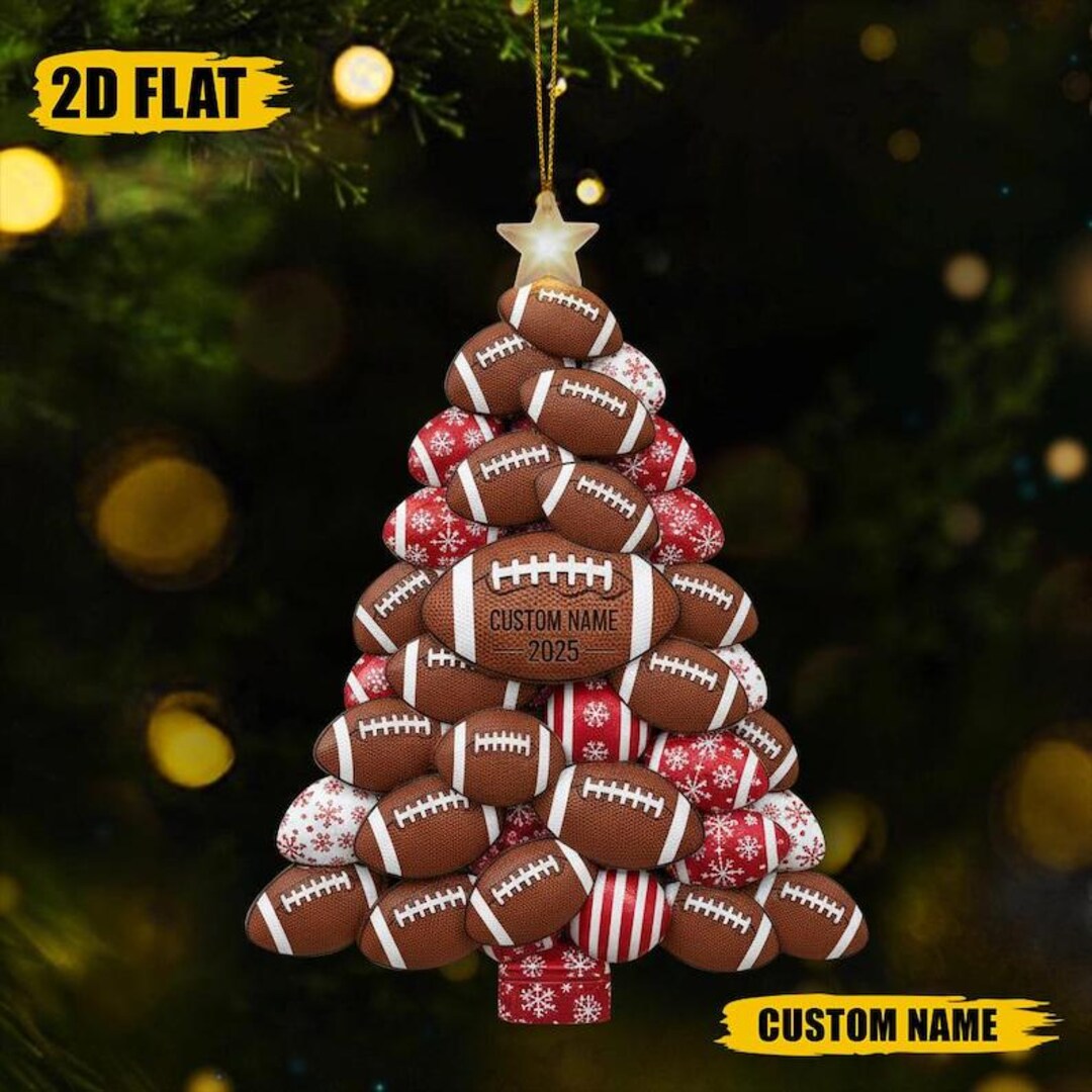 Personalized Football Ball Christmas Tree Ornament, Gift for Coach ...
