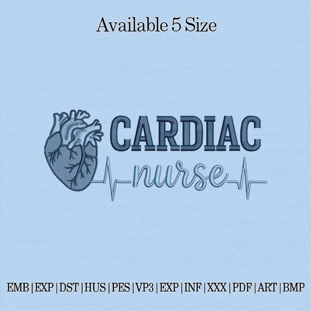 Cardiac Nurse Embroidery Design, Heart Anatomy Nurse Embroidery, ECG ...