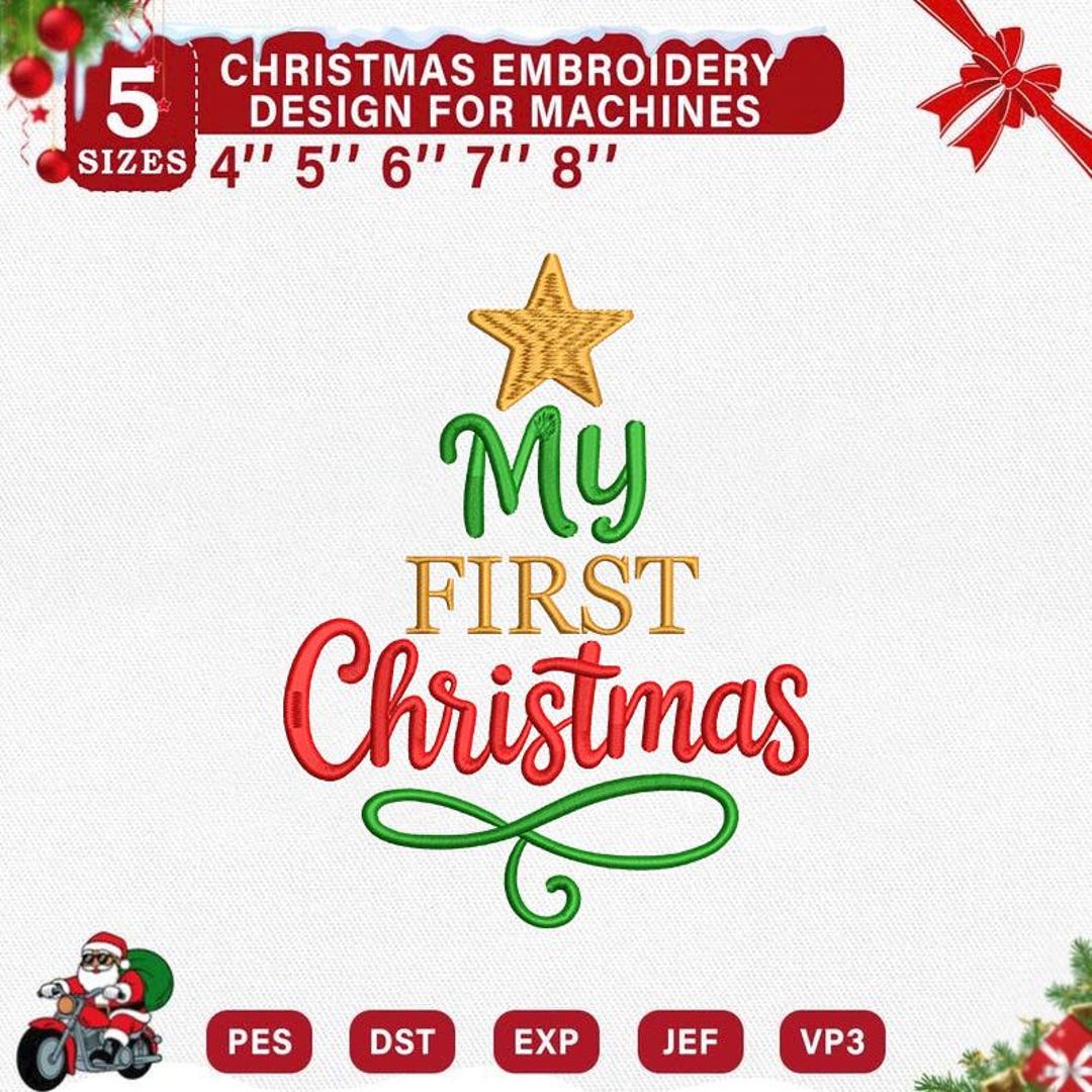 My First Christmas Embroidery Design, Baby First Christmas Machine ...
