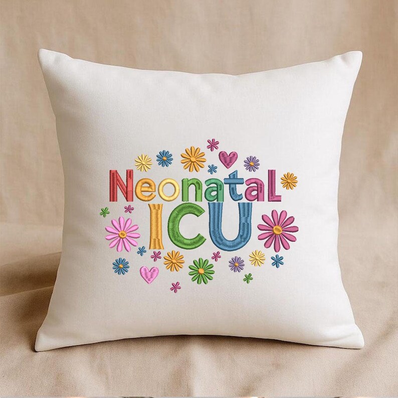 Neonatal ICU Embroidery Design, NICU Nurse Flowers Stitch, Cute ...