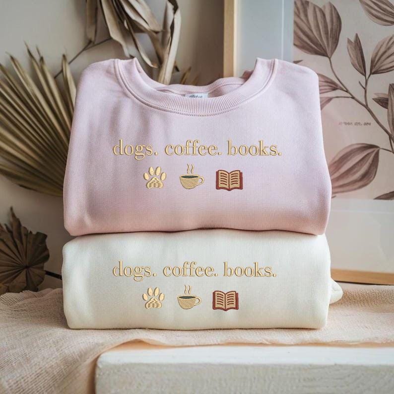 Dogs Coffee Books Embroidery Design, Dog Lover Quote Machine Embroidery ...