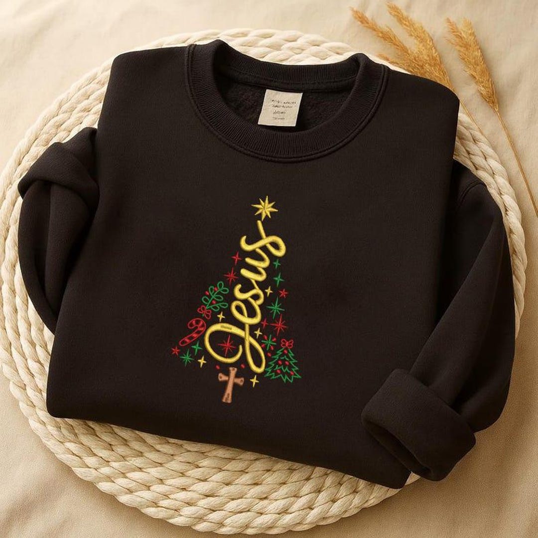 Jesus Christmas Tree Embroidery Design, Christian Holiday Stitch File ...