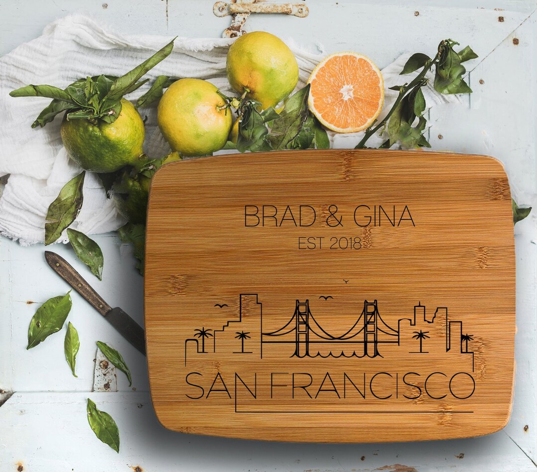 San Francisco City Skyline Design- Engraved Cutting Board, Custom ...