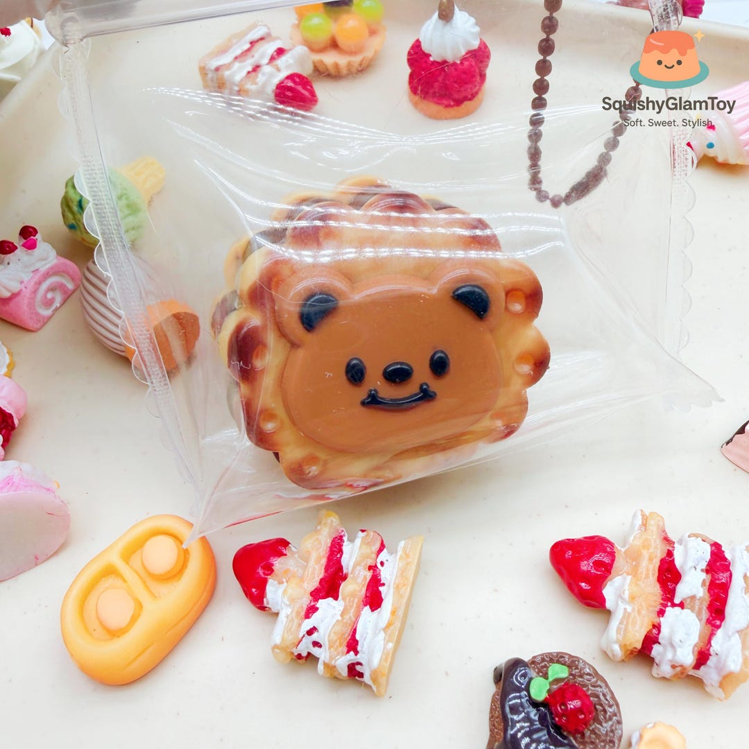Mini Lion Cookie Squishy– Kawaii Stress Relief, Small Collectible ...