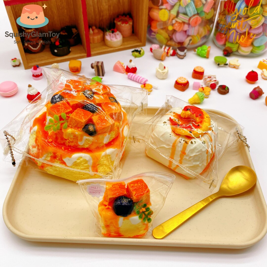 Squishyglamtoy Peach & Blueberry Dessert Squishy Set (3pcs) - Etsy