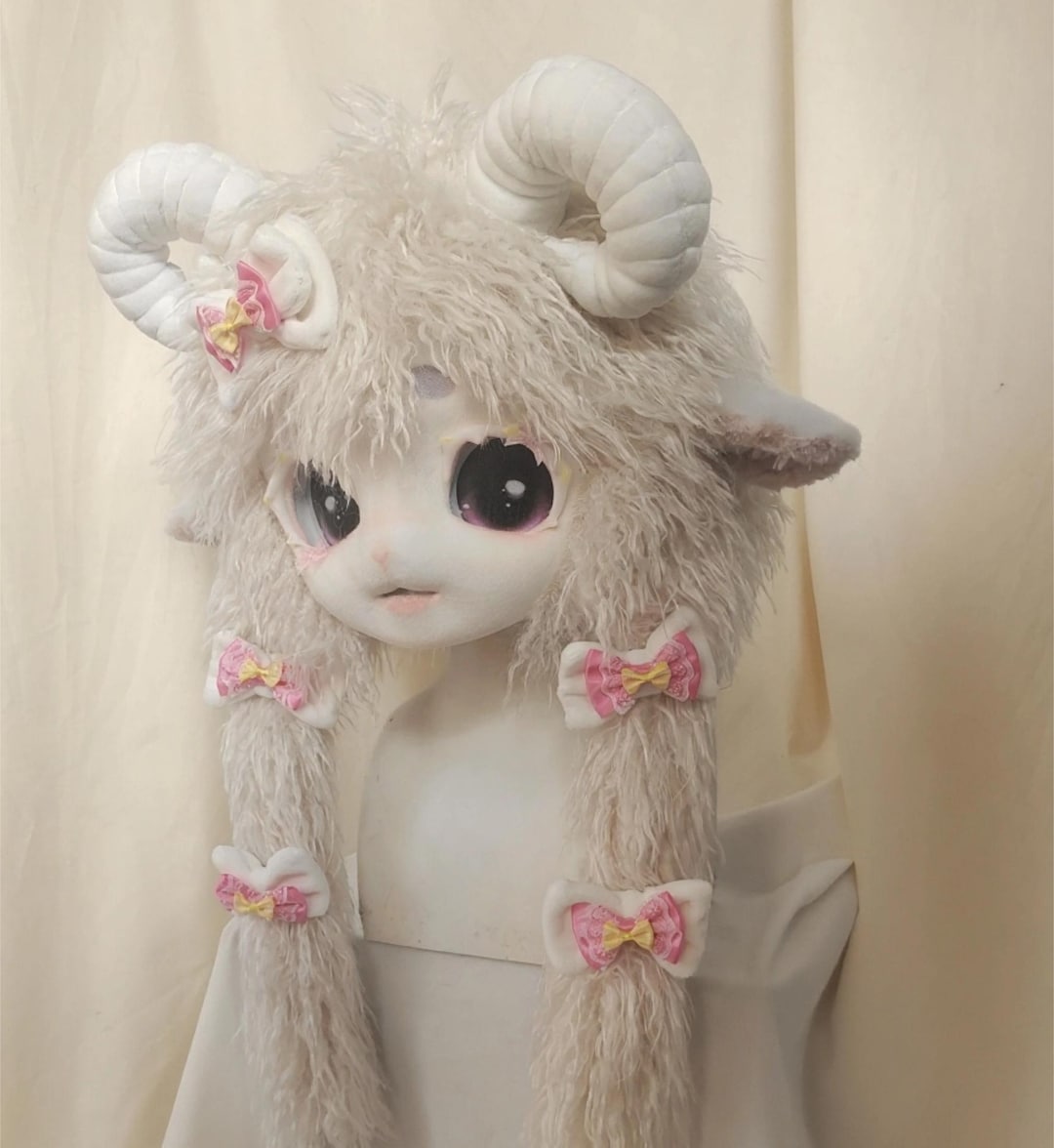 Moe Sheep Girly Kigurumi Fursuit Head, Handmade Kawaii Kig Fursona Head ...