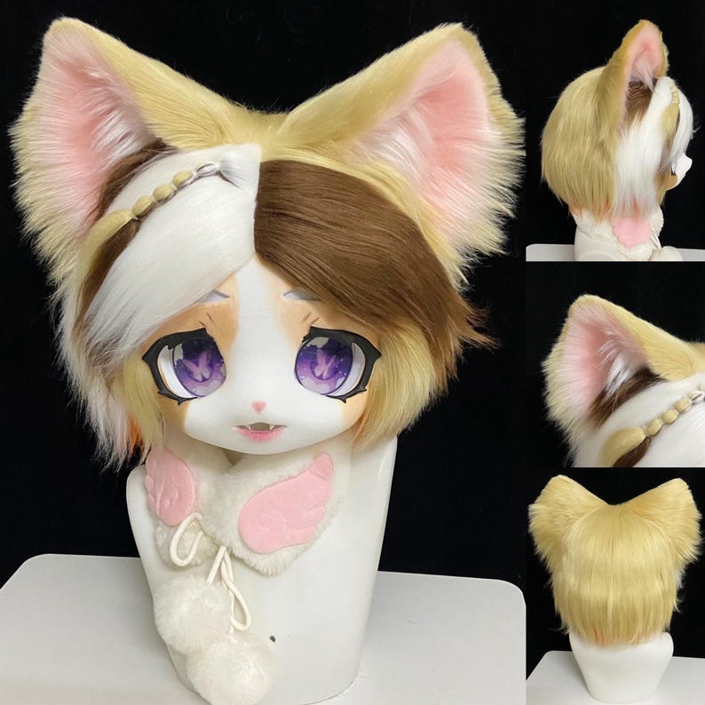 Kawaii Cat Kigurumi Fursuit Head, Moe Cat Kig Fursona Head, OOAK Kemono ...