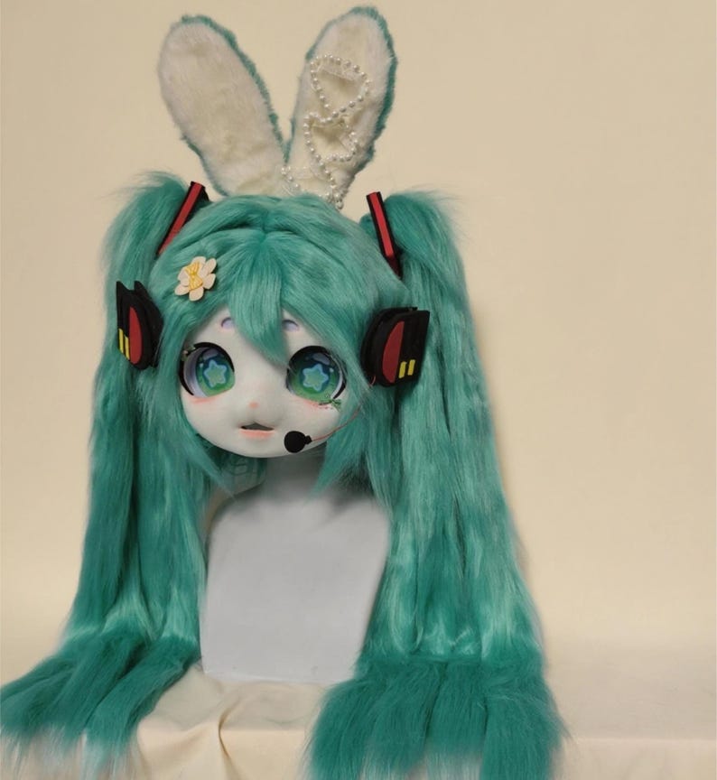 Hatsune Miku Kigurumi Fursuit Head, Moe Bunny Kig Fursona Head, OOAK ...