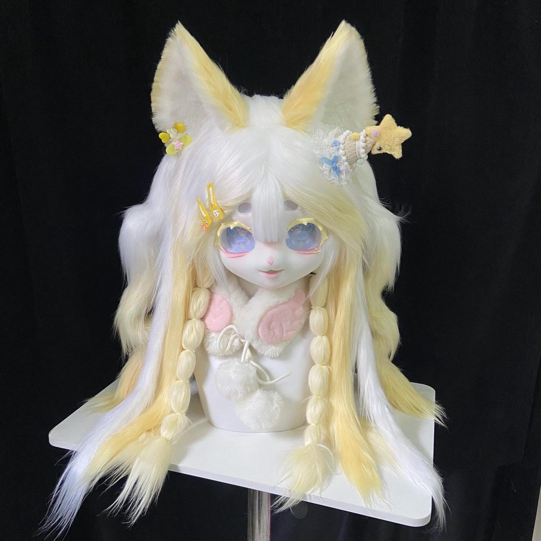 Moe Cat Kigurumi Fursuit Head, Handmade Kawaii Kig Fursona Head, OOAK ...