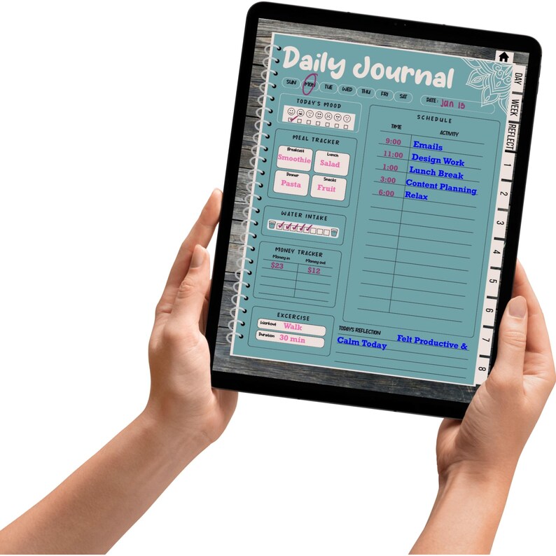 Digital Journal Planner | Simple Daily Journal | Hyperlinked iPad ...