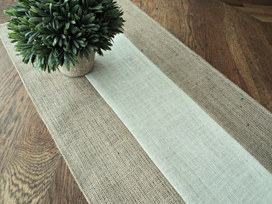 Handmade Burlap Table Runner: Natural & Ivory, Modern Decor - Etsy