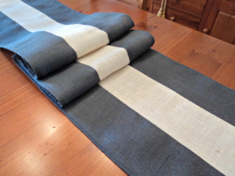 Gray Stripe Burlap Table Runner Modern Rustic Home Decor | Etsy