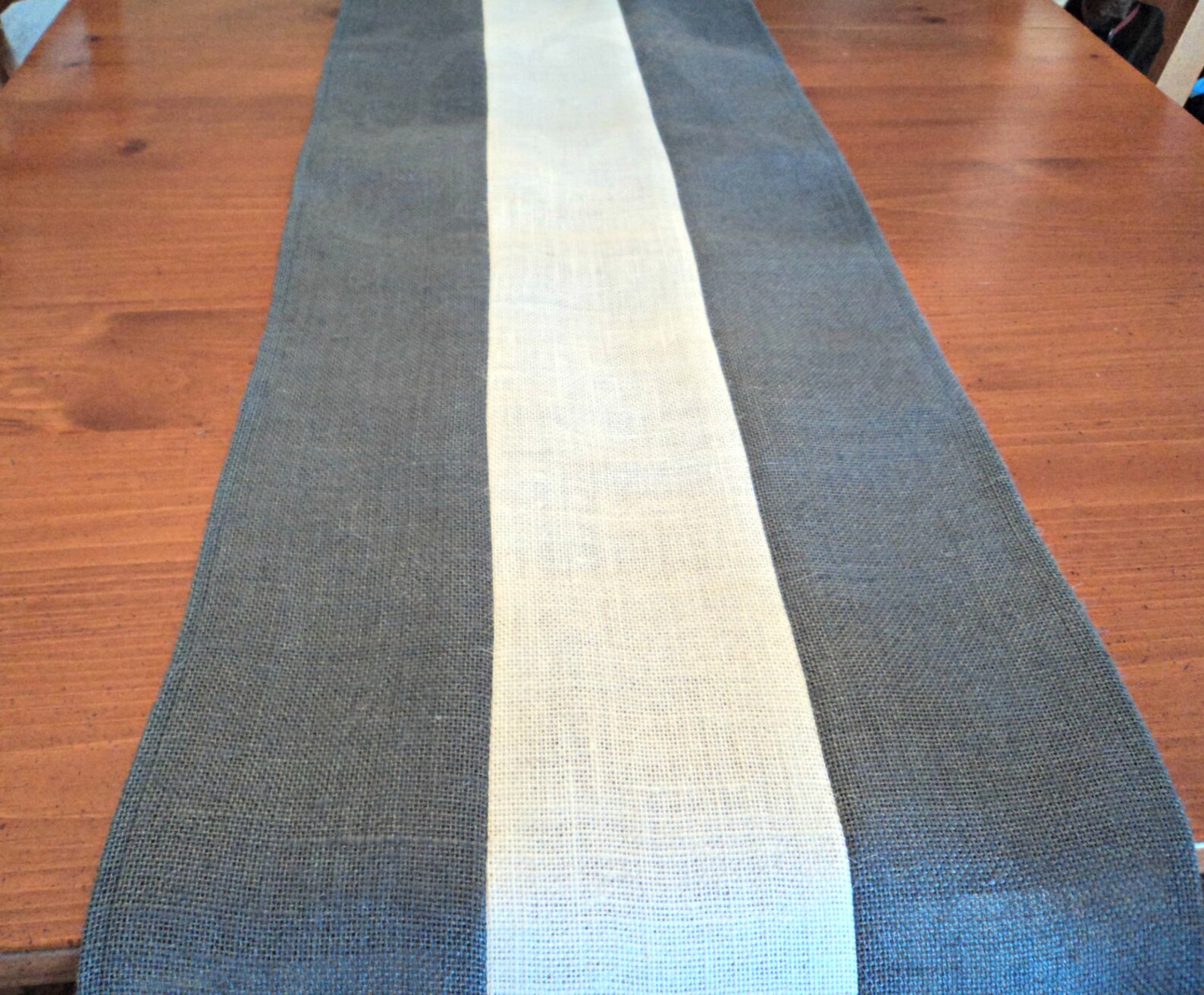 Gray Stripe Burlap Table Runner Modern Rustic Home Decor | Etsy