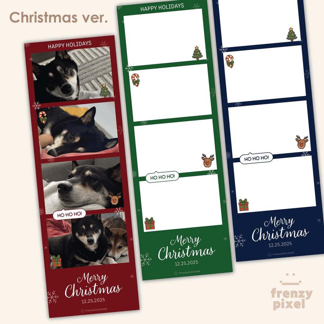 Christmas Custom Photo Booth Stickers (4 Pack), 6×2" Vinyl Waterproof ...