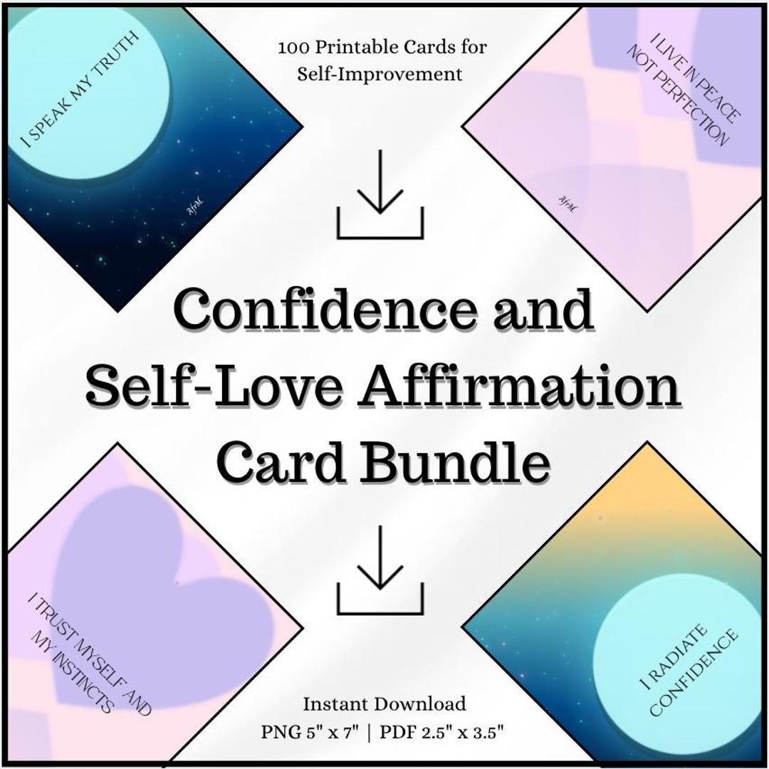 100 Affirmation Cards Bundle for Self-love and Confidence Printable PDF ...