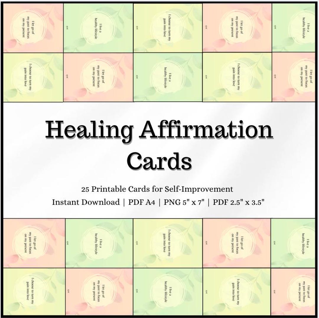 25 Healing Affirmation Cards Mental Health Self-care Printable - Etsy