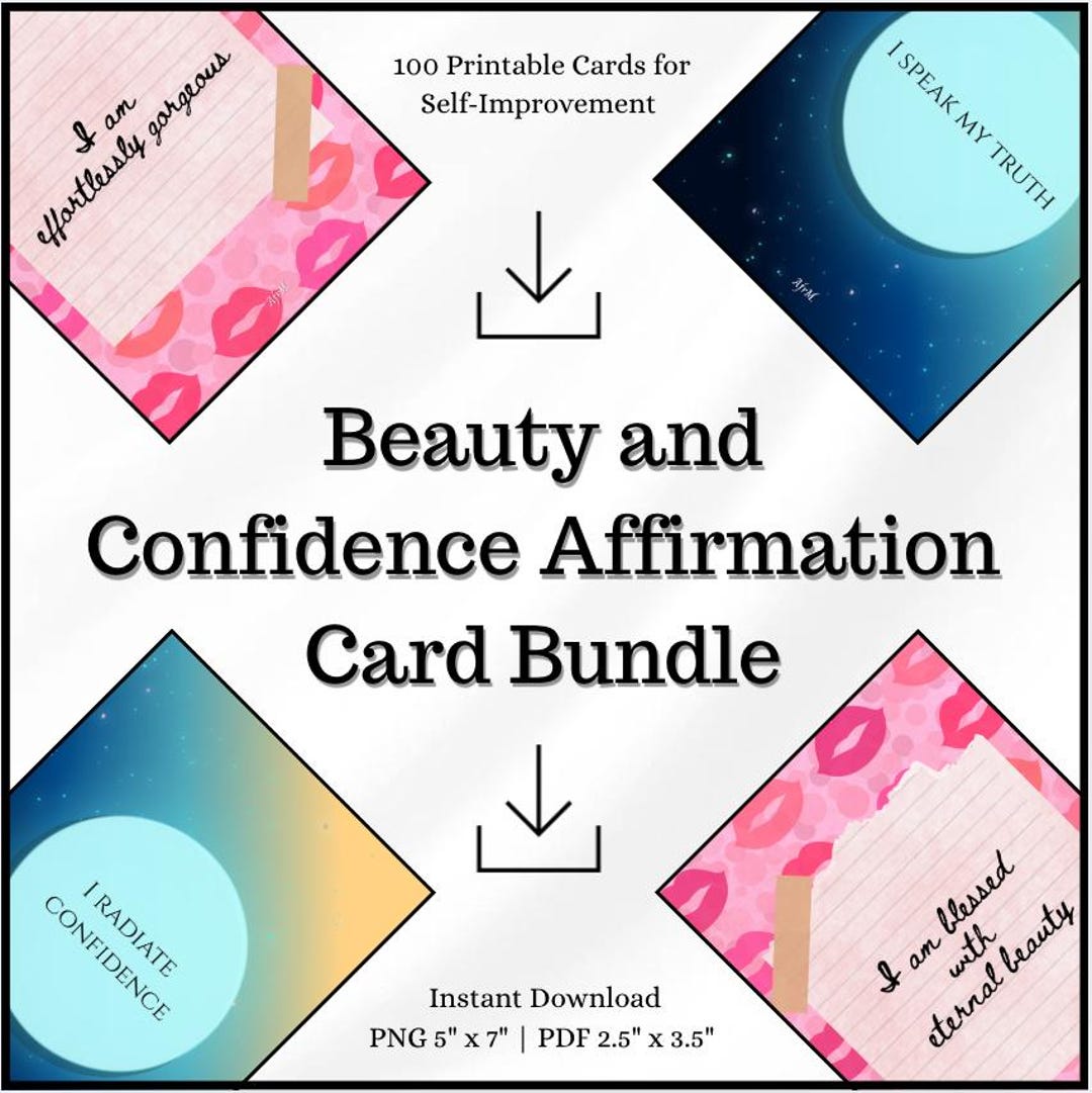 Affirmation Cards for Confidence and Beauty | 100 Digital Flashcard ...