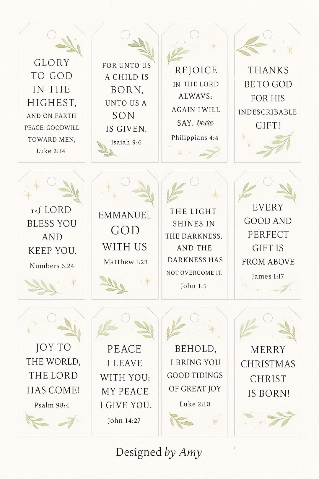 Faith-based Christmas Gift Tags | Printable Scripture Tags | Christian ...