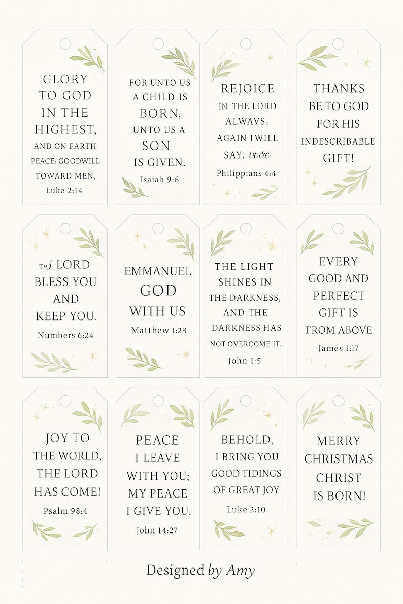 Faith-based Christmas Gift Tags | Printable Scripture Tags | Christian ...