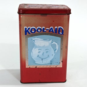 Tin Kool-aid® Sugar Sweetened Soft Drink Mix Tin Metal Red Blue ...