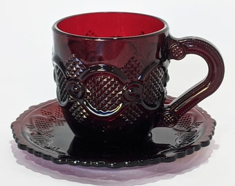 Vintage Avon Cape Cod Ruby Red Cup and Saucer in Box MIB - Etsy