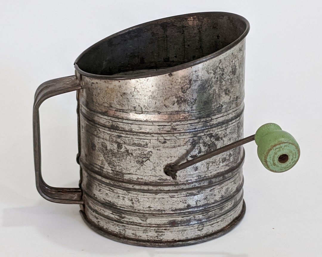 Sifter Antique Green Wood Knob Handle Small Metal Ingredient Sifter - Etsy