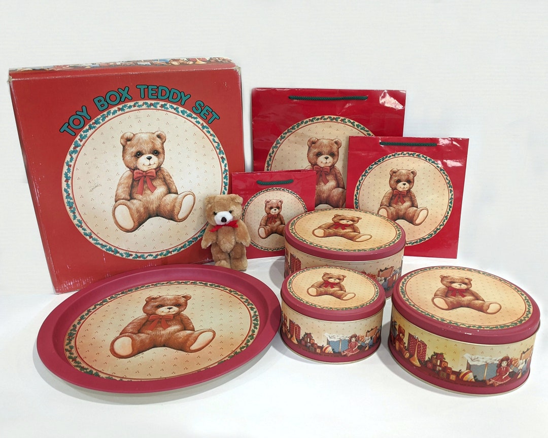 Tin Teddy Bear Set toy Box Teddy Set Canister Tins - Etsy