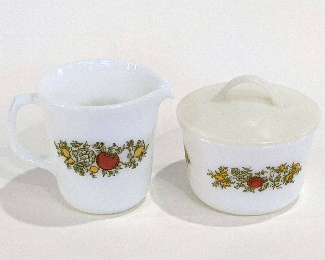 PYREX© Creamer Sugar Set Vegetable Design Creamer Server Pitcher ...