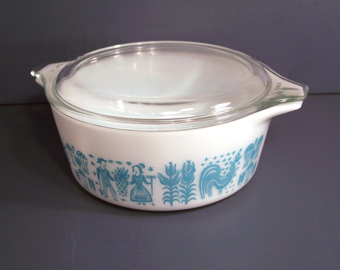 PYREX "butterprint" Casserole Dish Lid Turquoise Blue - Etsy
