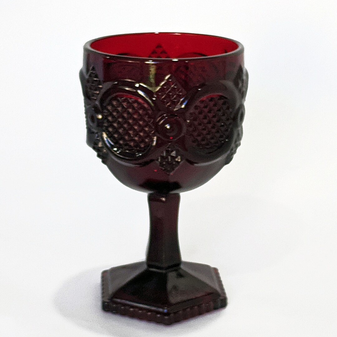 AVON© Red Glass Goblet "1876 Cape Cod" Red Glass Large Water/wine ...