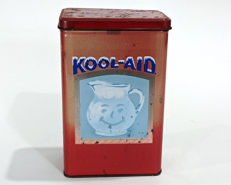 Tin Kool-aid® Sugar Sweetened Soft Drink Mix Tin Metal Red Blue ...