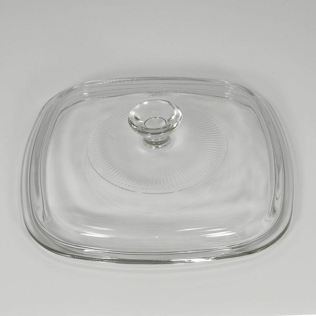 Corningware A-7-C Lid Replacement Square Glass Lid Small Knob Ridged ...