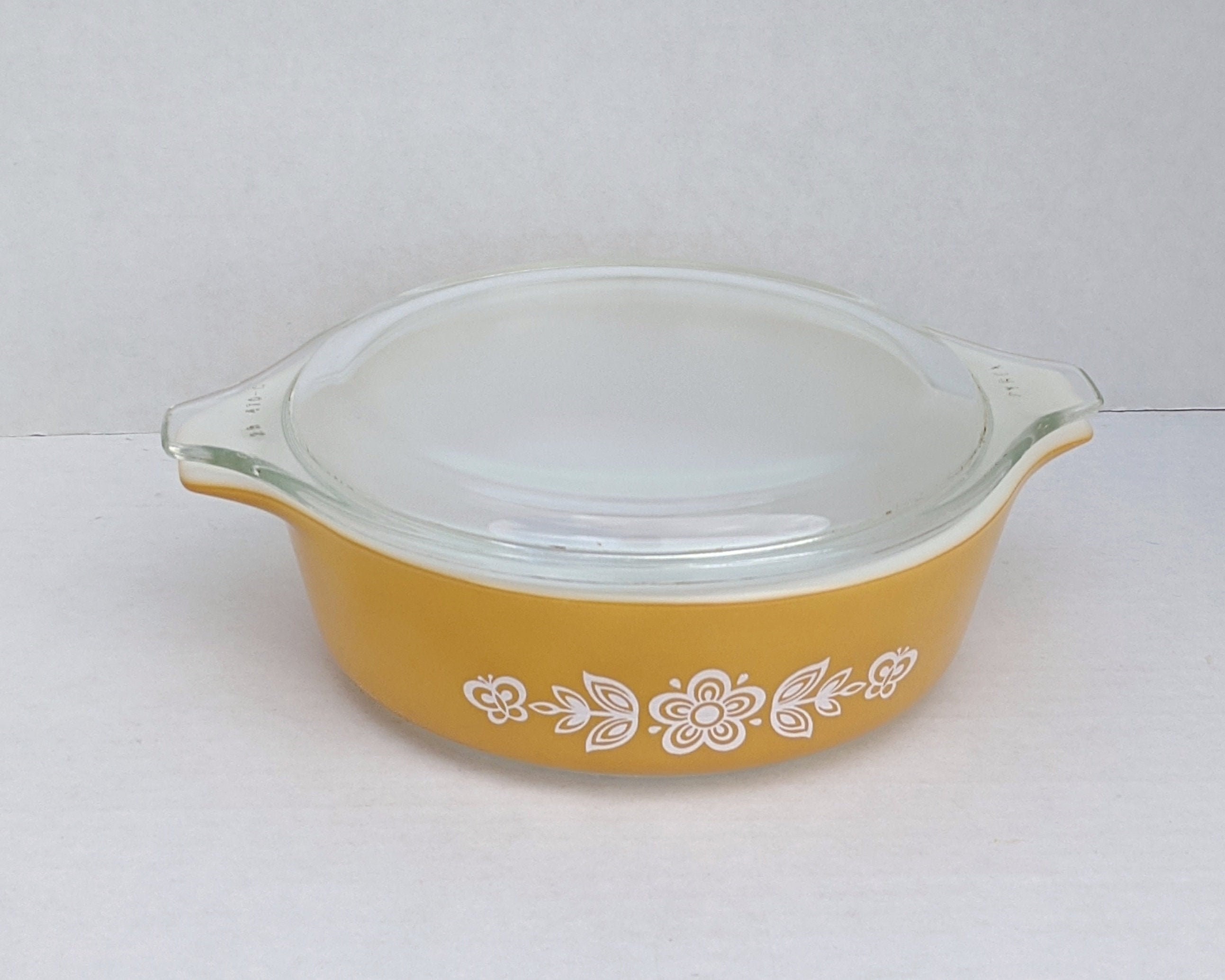 PYREX butterfly Gold Casserole Dish Glass Lid - Etsy UK